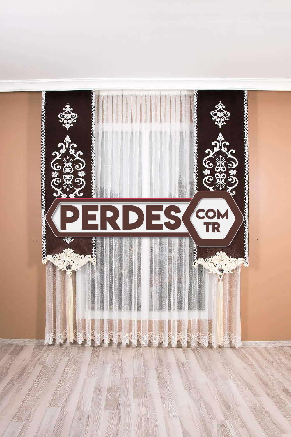 Kahve Kadife Varaklı Japon Fon Perde | PERDES