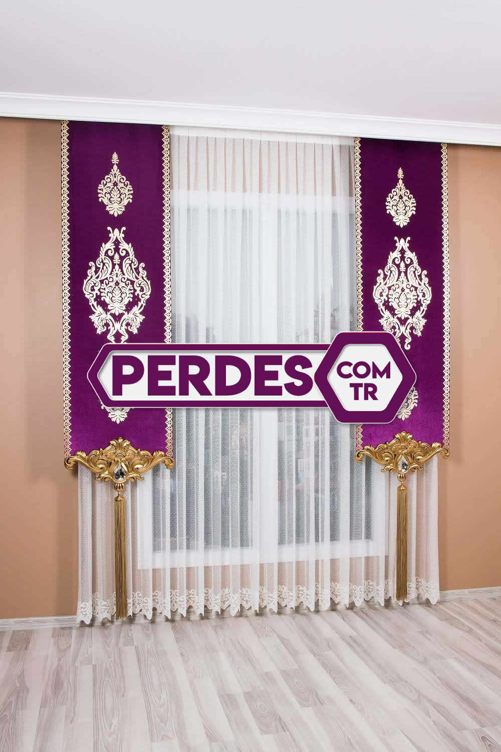 Mor Kadife Varaklı Japon Fon Perde | PERDES