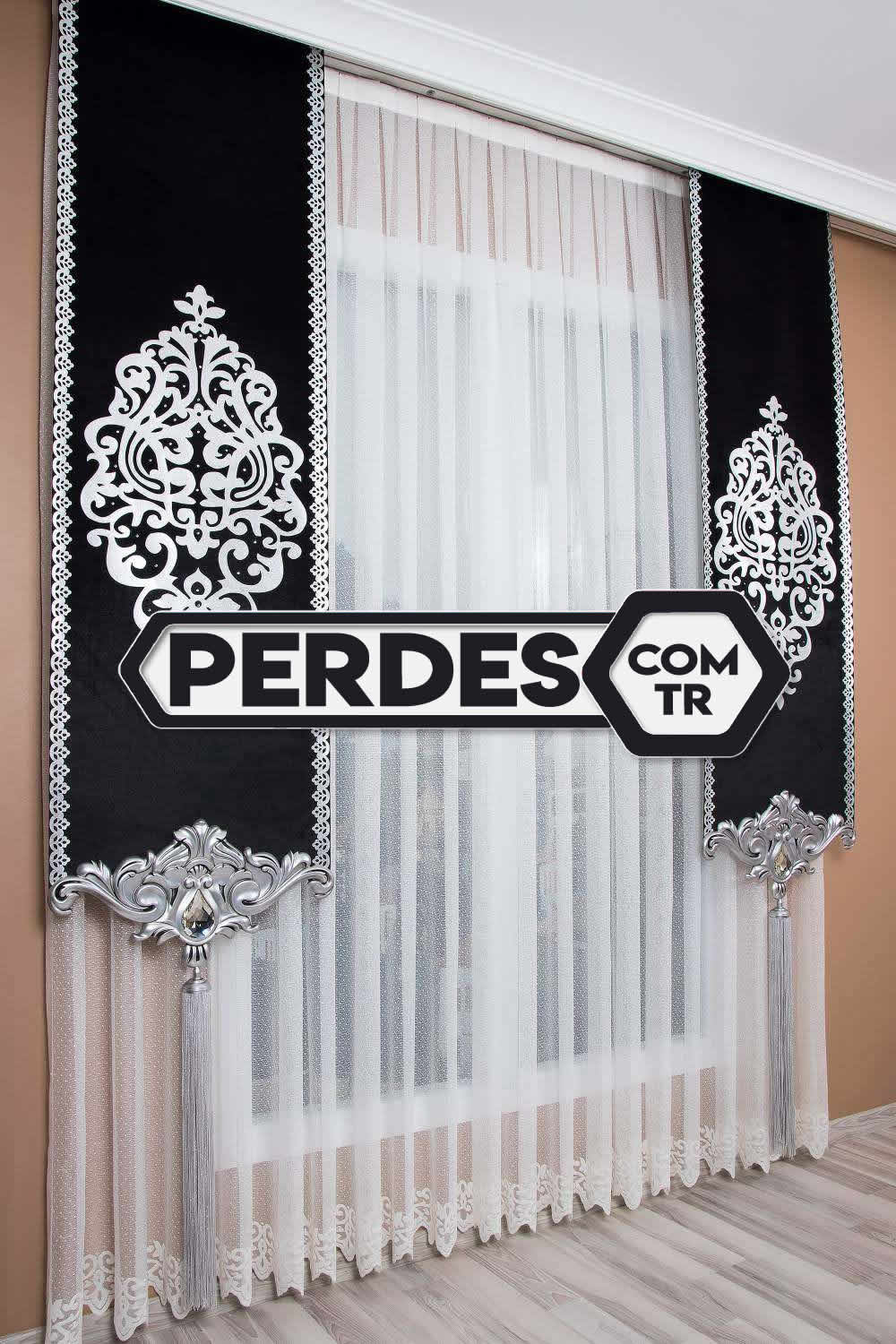 Siyah Kadife Varaklı Japon Fon Perde | PERDES