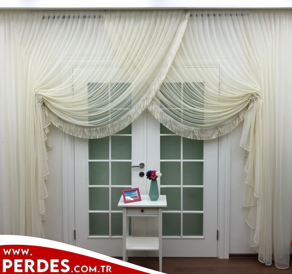 Aksesuarlı Grek Kumaş Kruvaze Perde İNDİRİM